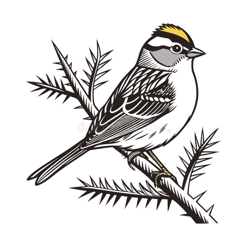 Elegant Golden-crowned Sparrow Bird Vector Stock Illustration ...