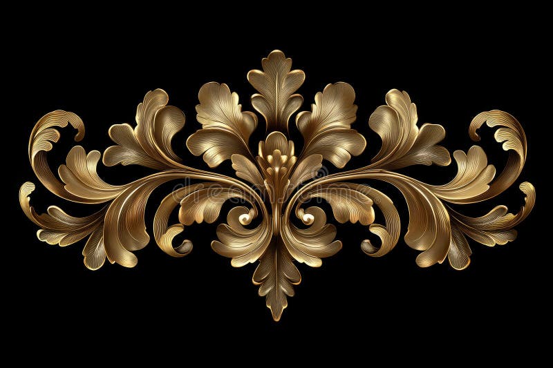 Elegant Golden Decorative Element with Intricate Floral Patterns Stock ...