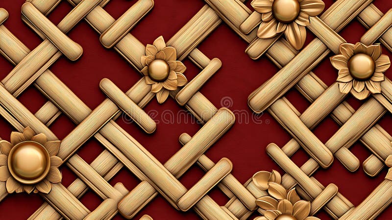 Elegant Golden Floral Patterns on Rich Red Background Create Stunning ...
