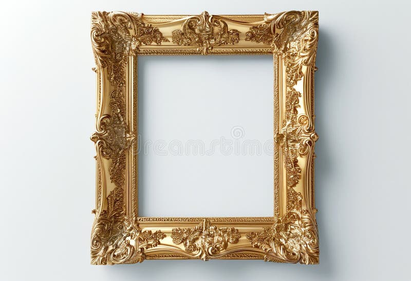 Elegant Golden Frame Awaiting a Masterpiece in a Bright, Minimalist ...