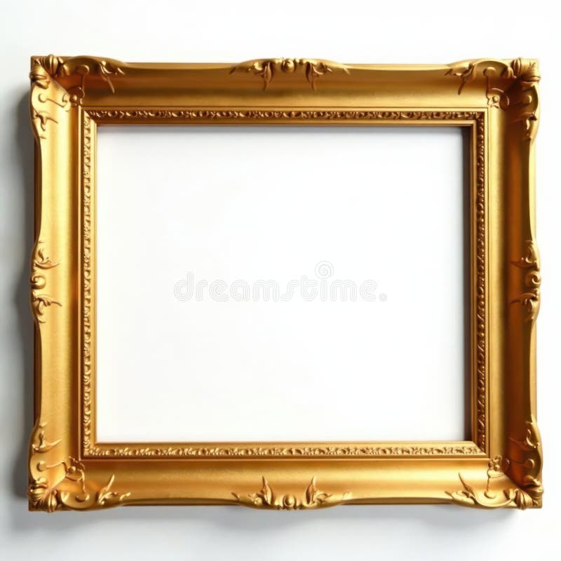 Elegant Golden Frame, Horizontal, Isolated on White , Gold Texture ...