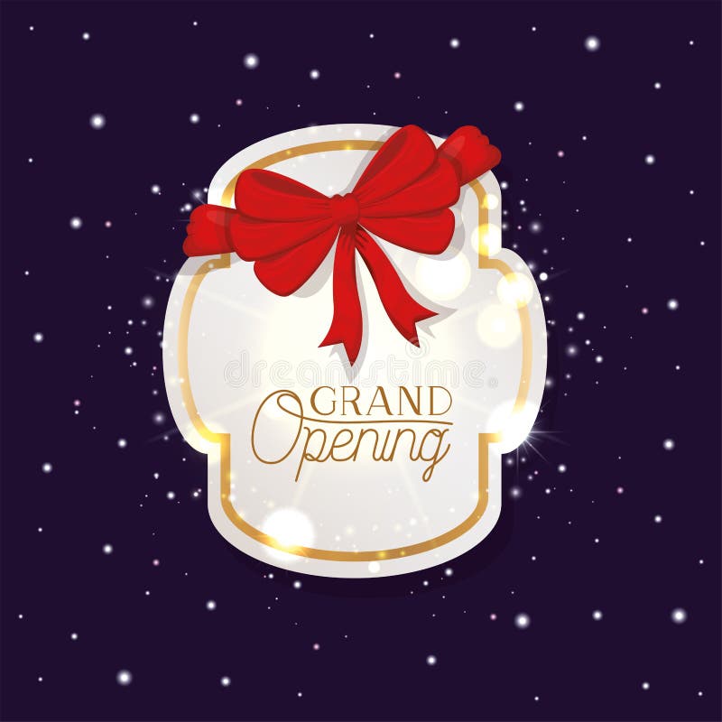 Elegant Golden Frame with Ribbon and Grand Opening Message Stock Vector ...