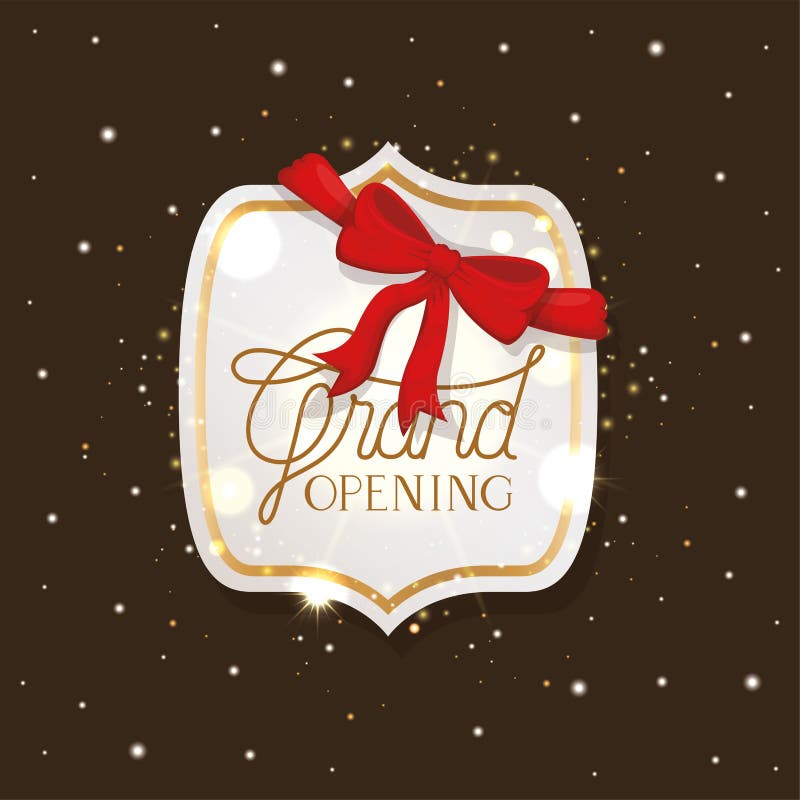 Elegant Golden Frame with Ribbon and Grand Opening Message Stock Vector ...