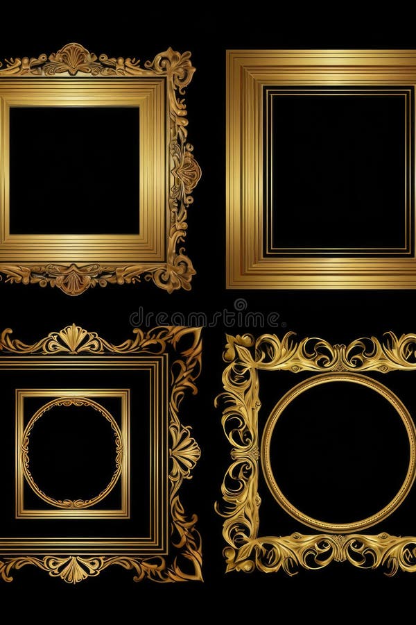 Elegant Golden Frames on a Sleek Black Background. Perfect for Adding a ...