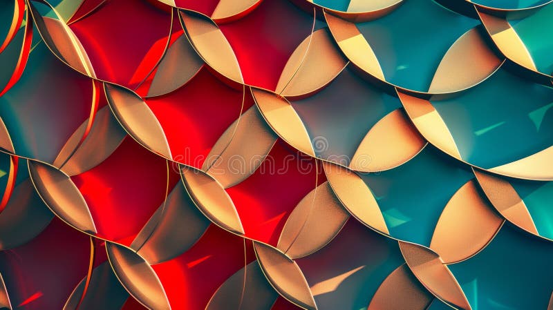 Elegant Golden Geometric Patterns with Soft Shadows on Blue and Red ...