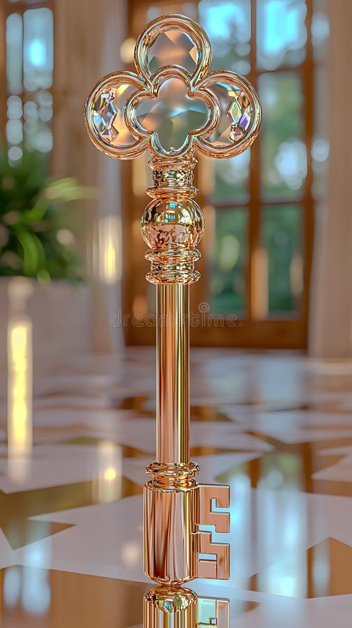 Elegant Golden Key with Ornate Design Stock Illustration - Illustration ...