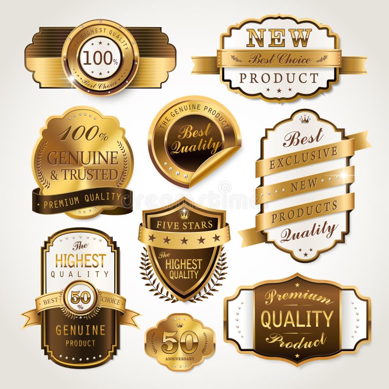 Elegant Golden Labels Collection Set Stock Illustration - Illustration ...