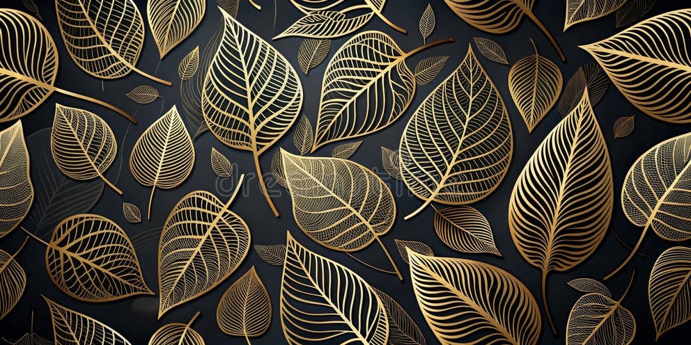 Elegant Golden Leaf Pattern Design for Luxury Decor. Generative AI ...