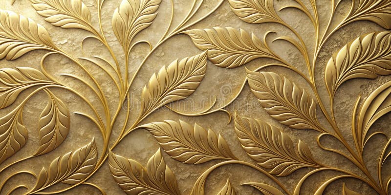 Elegant Golden Leaf Pattern Embossed on a Textured Surface. Generative ...