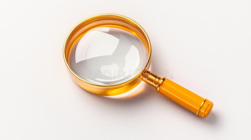 Elegant Golden Magnifying Glass with Soft Shadows Stock Illustration ...