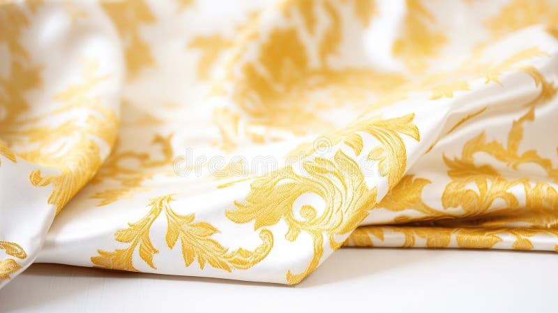 Elegant Golden Patterned Fabric for Textiles and Interior Design Stock ...