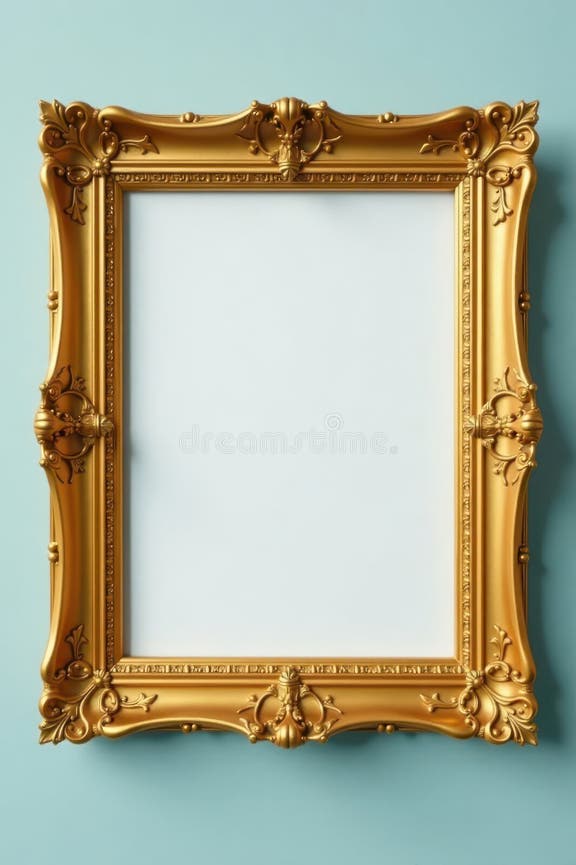 Elegant Golden Picture Frame, Classic Rectangular Shape, Background ...