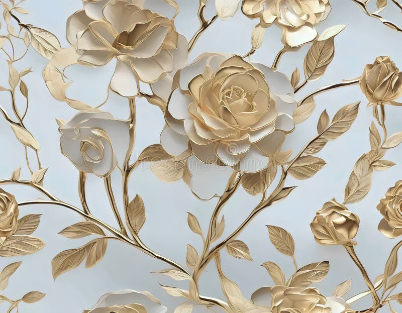 Elegant Golden Roses on a Light Background Stock Illustration ...
