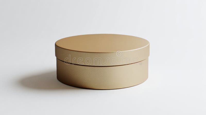 Elegant Golden Round Box with a Smooth Texture and Simple Design Stock ...