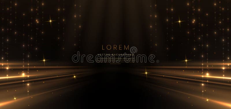 Elegant Golden Stage Diagonal Glowing with Lighting Effect Sparkle on ...