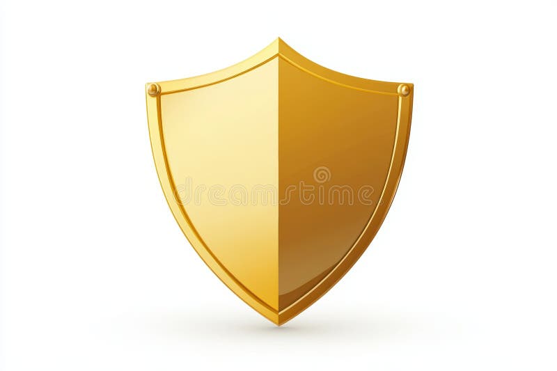 Elegant Golden Shield Icon on a Bright Background for Protection Stock ...