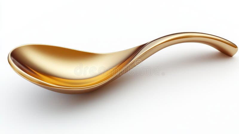 An Elegant Golden Spoon with a Sleek Design and Smooth Curves. Stock ...