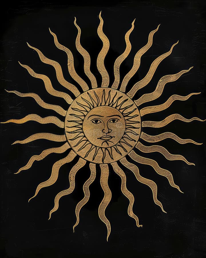 Elegant Golden Sunburst Design on a Dark Background, Intricate Lines ...