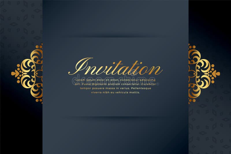 Elegant Golden Swirl Dark Background Design for Invitation Stock Vector ...