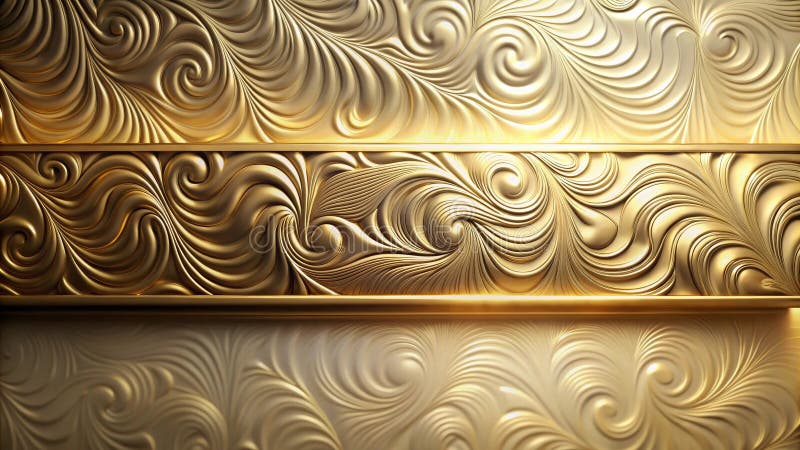 Elegant Golden Swirl Pattern Background with Three Horizontal Panels ...