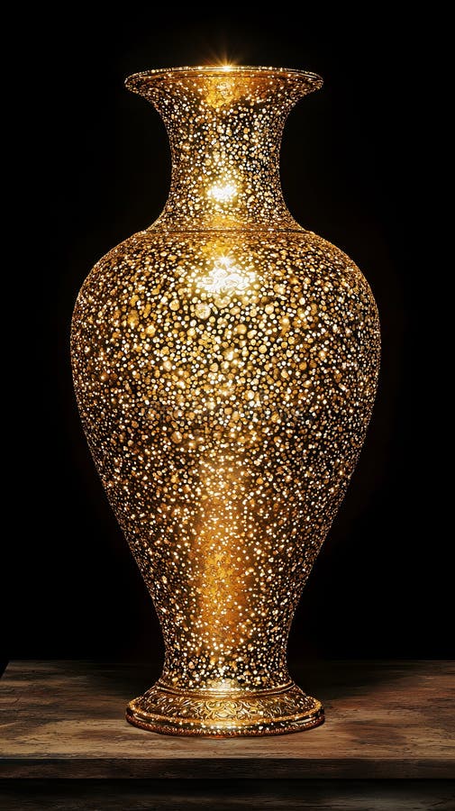 Elegant Golden Vase Radiating Sparkling Light. Stock Illustration ...