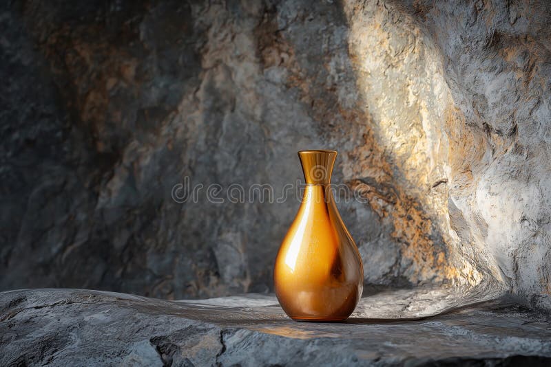 Elegant Golden Vase on Stone Stock Illustration - Illustration of ...