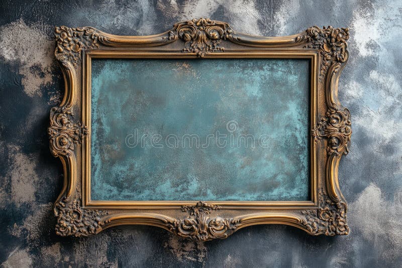Elegant Golden Vintage Frame with Teal Background Adding a Touch of ...