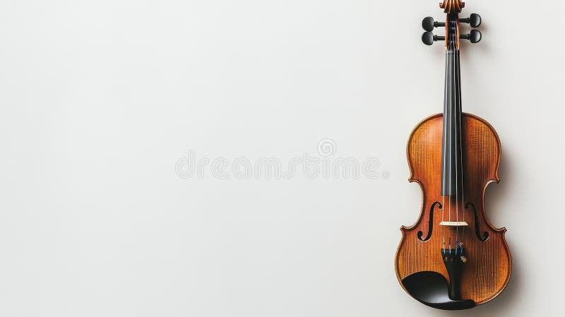Golden Violin on White Backdrop: Musical Instrument Still Life, Empty ...