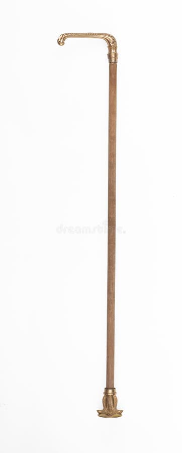 Elegant Golden Walking Cane Isolated on White Stock Photo - Image of ...
