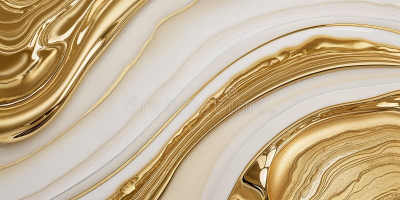 Elegant Golden and White Abstract Design with Fluid Patterns and ...