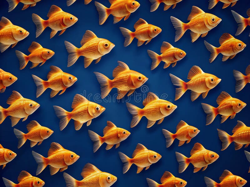 Elegant Goldfish Pattern on a Deep Blue Background Minimalist Design ...