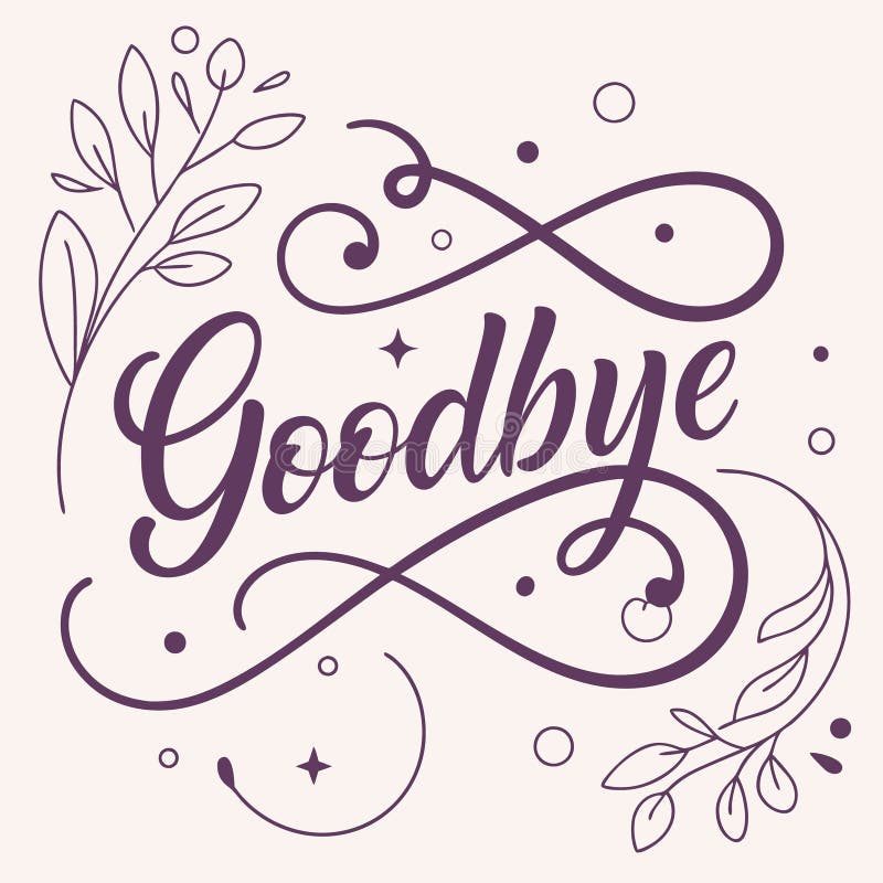 Elegant Goodbye Message with Floral Decoratio Stock Illustration ...