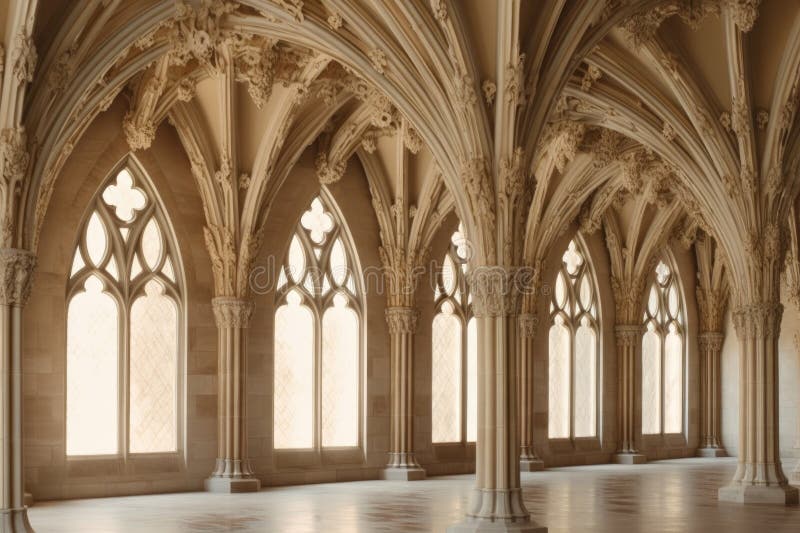 Elegant Gothic Arches Supporting the Structure Stock Illustration ...