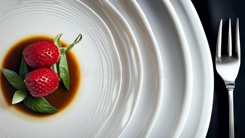 Elegant Gourmet Plated Dishes with Top View Table Setting Stock ...