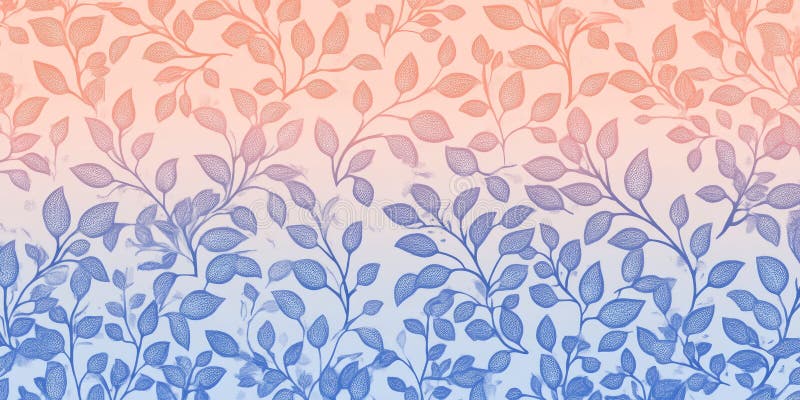 Elegant Gradient Floral Pattern with Delicate Leaves Stock Illustration ...