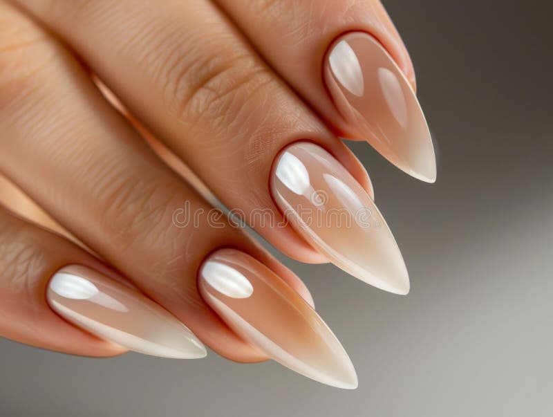 Elegant Gradient Manicured Nails Close-Up. Generative Ai Stock ...