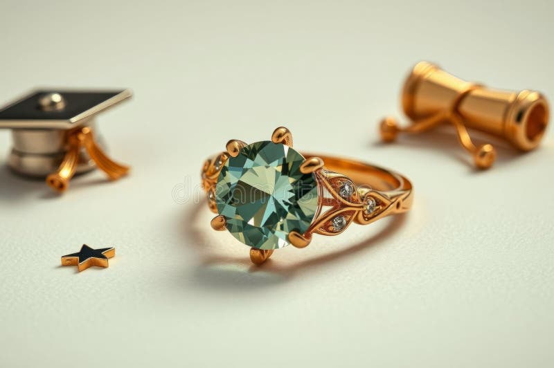 Elegant Graduation Ring Display Stock Illustration - Illustration of ...