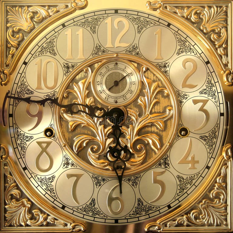 Elegant Grandfather Clock Face Stock Image - Image of hour, numbers ...