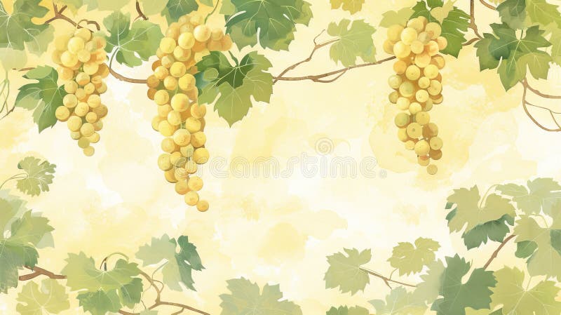 Elegant Grapevine Border on Pastel Frame with Green Grapes for Stylish ...