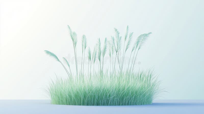 Elegant Grasses Isolated on Light Background with Soft Pastel Colors ...