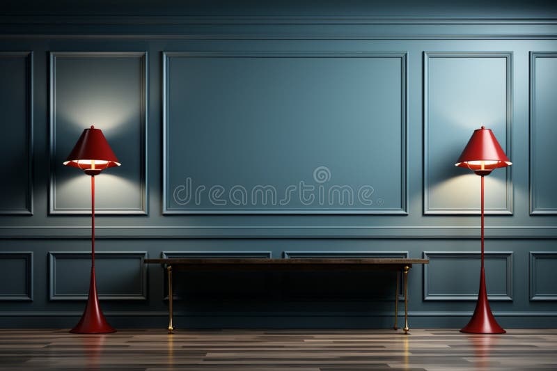 Elegant Gray-blue Wall Adorned with Lateral Lighting Columns, Perfect ... Elegant Gray-blue Wall Adorned with Lateral Lighting Columns, Perfect ...
