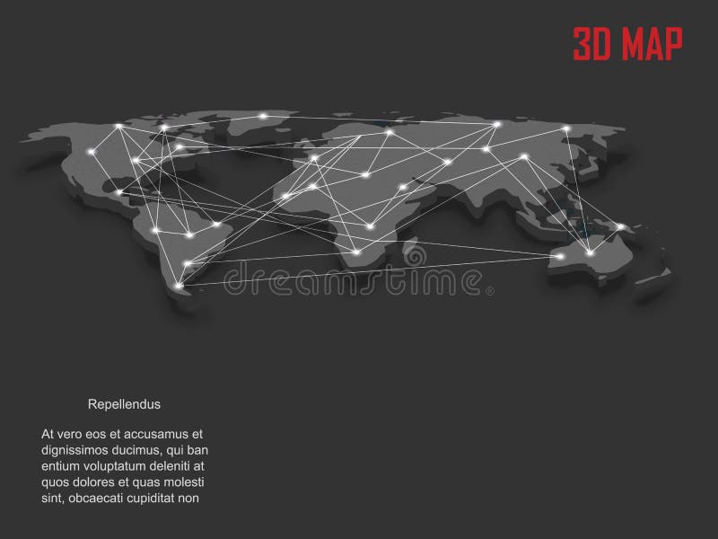3d vector world map stock illustration. Illustration of communication ...