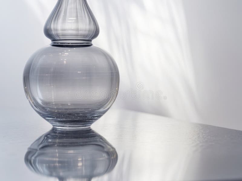 Elegant Gray Glass Vase with Unique Design and Subtle Reflection on a ...