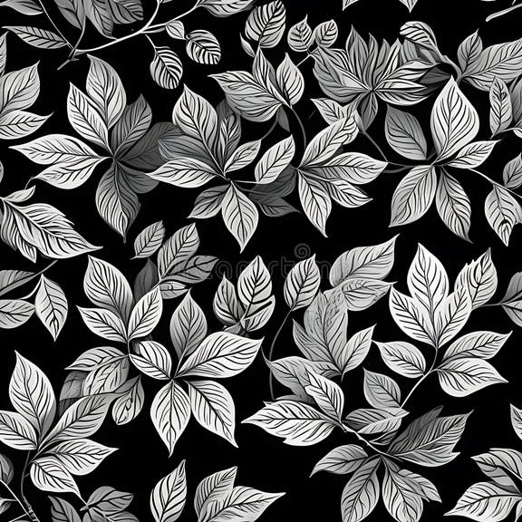 Elegant Grayscale Leaf Pattern Design for Textile Prints Wallpaper ...