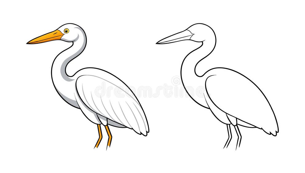 Elegant Great Egret Bird Vector Stock Vector - Illustration of artistic ...