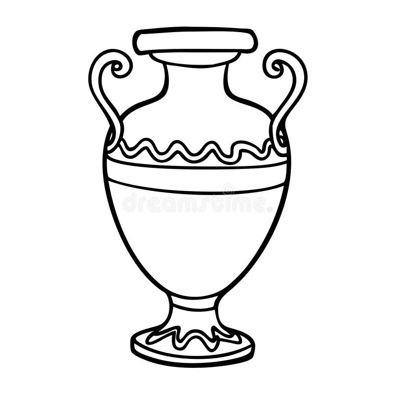 Elegant Greek Amphora Outline Vector for Artistic and Educational Use ...