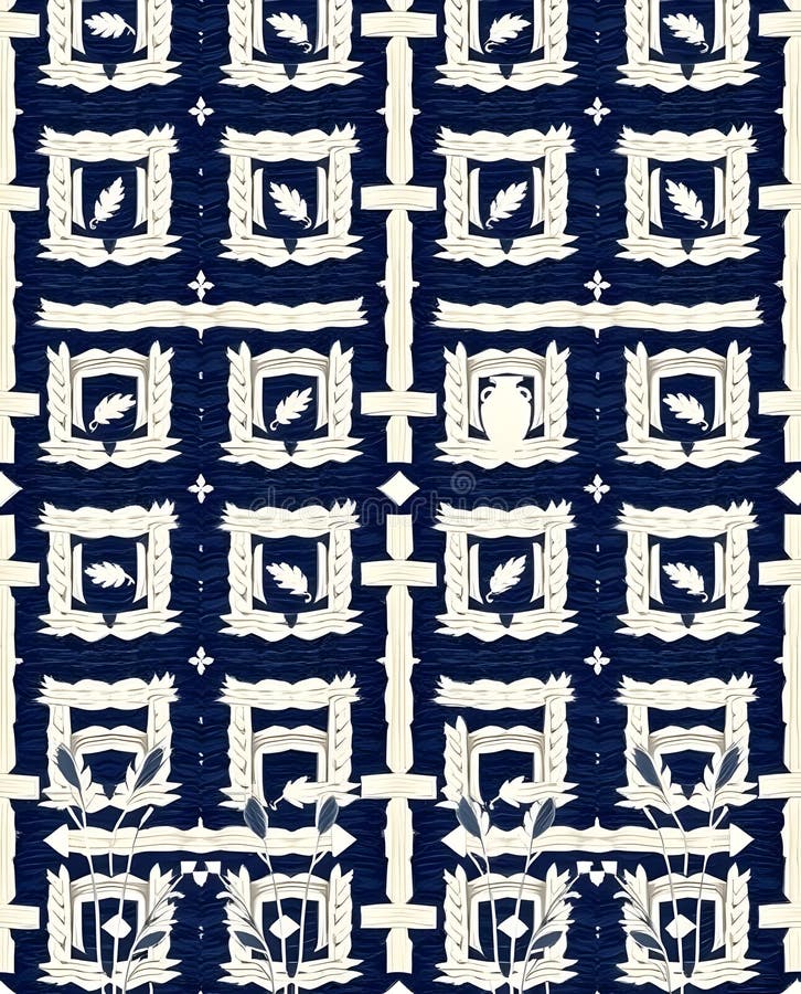 Greek Weaving with Meander, Laurel, Amphora, and Symmetry, Seamless ...