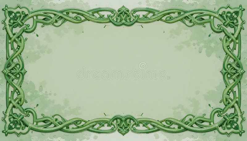 Elegant Green Celtic Frame Border with Decorative Knots and Light ...