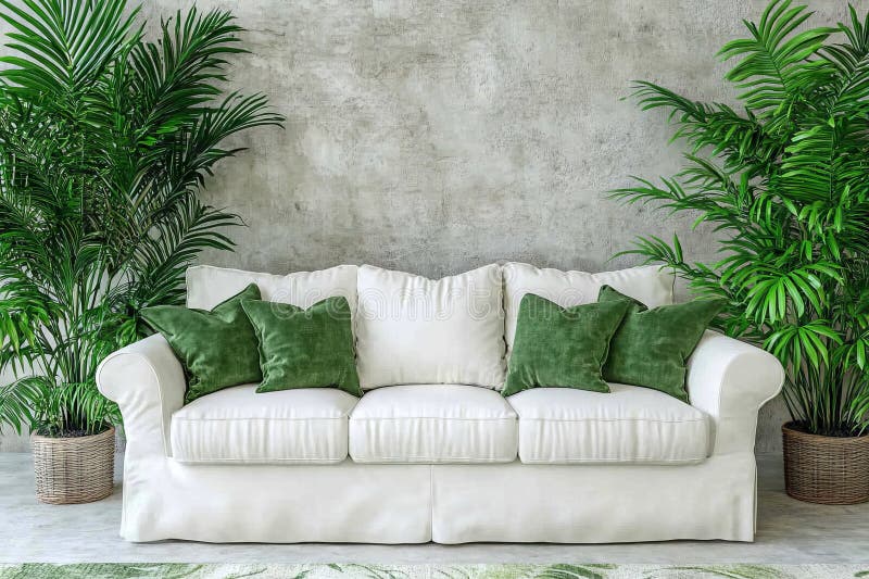 Elegant Green Couch Living Space Filled Natural Light Stock Photos ...