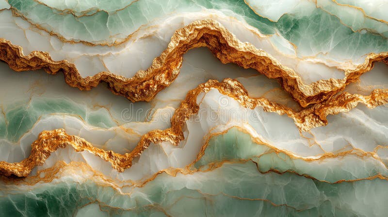 Elegant Green and Gold Agate Stone Texture, Intricate Wavy Patterns ...